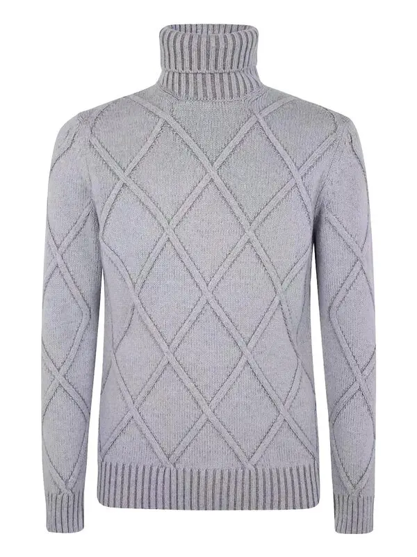 BARBA NAPOLI Argyle Roll-neck Sweater - Grey