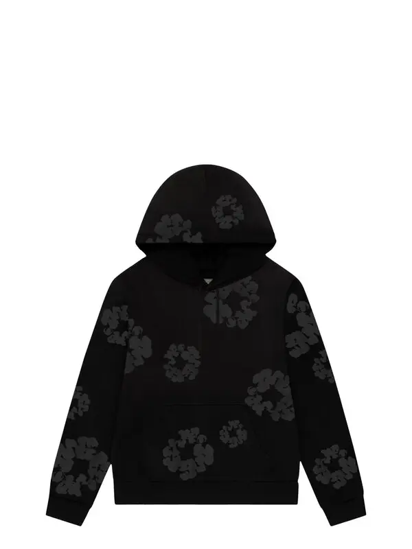 DENIM TEARS Faded Mono Cotton Wreath Hoodie - Black