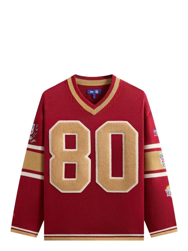 Kith For The Nfl San Francisco 49ers V-neck Beau Knit Sweater - Red