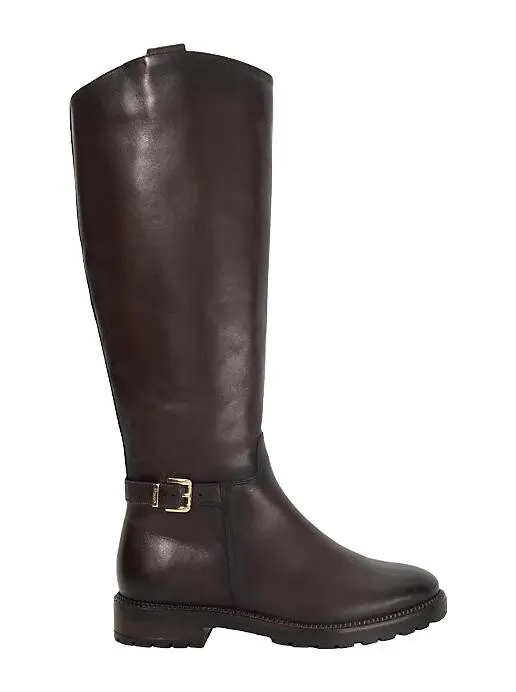 DUNE Tabbey Leather Knee-high Boots - Brown Leather