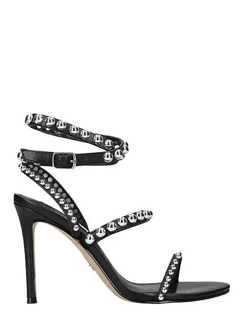 Steve Madden Teena Studded Heeled Woven Sandals - Black