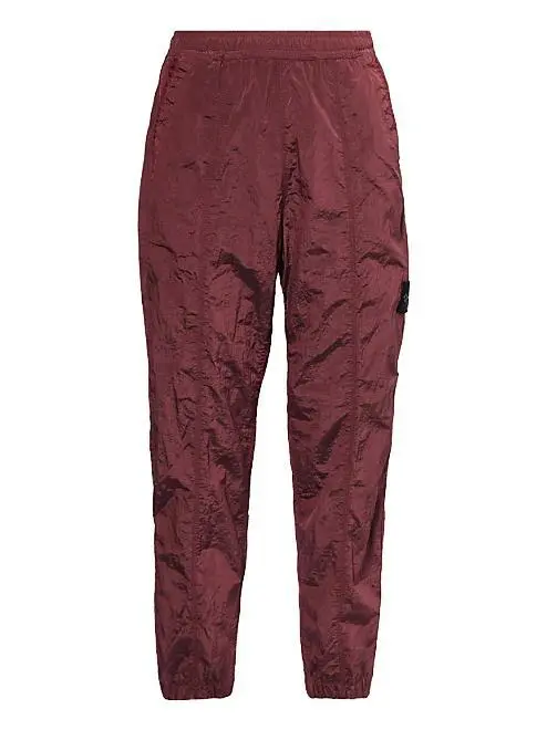 Stone Island Logo-badge Relaxed-fit Shell Trousers - Bordeaux