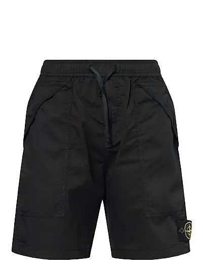 Stone Island Logo-badge Cotton Shorts - Black