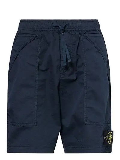 Stone Island Logo-badge Cotton Shorts - Navy Blue