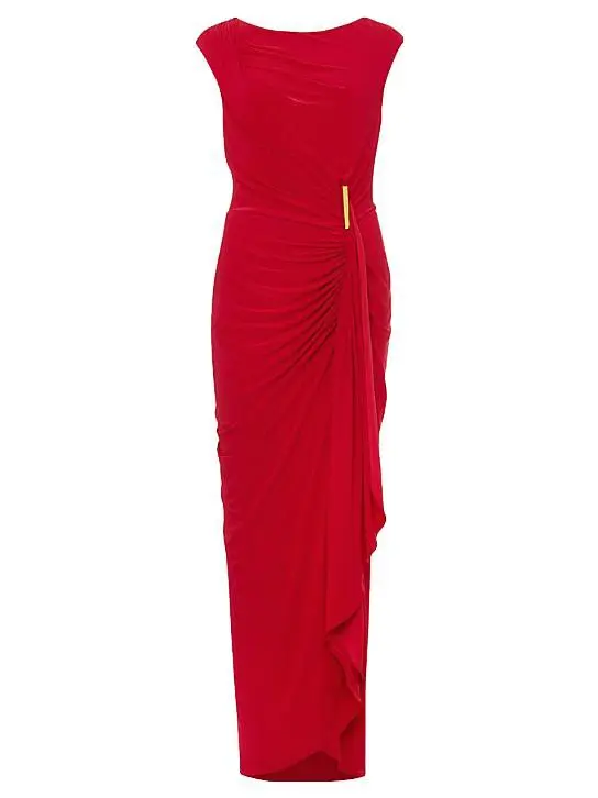 PHASE EIGHT Draped Stretch-woven Maxi Dress - Scarlet