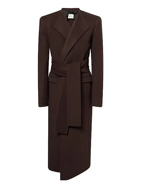 Khaite Jelson Belted Wool Coat - Dark Brown