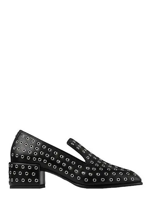 JIMMY CHOO Eliot Leather Heeled Loafers - Black/silver
