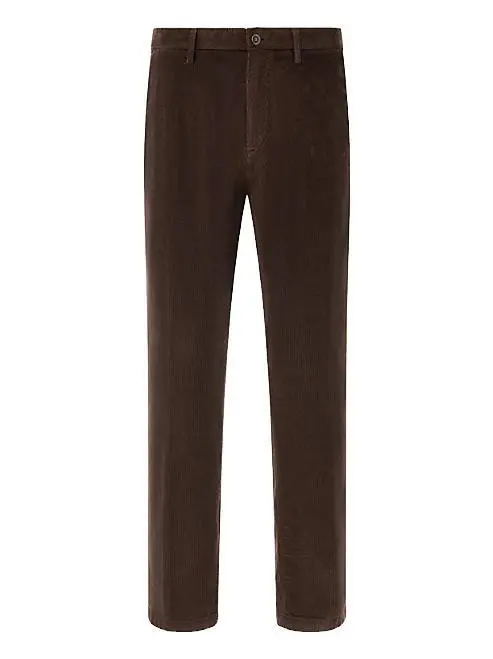 Boggi Milano Straight-leg Stretch-velvet Trousers - Brown
