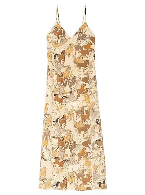 Zadig&Voltaire Silk Horse-pattern Midi Dress - Ecru