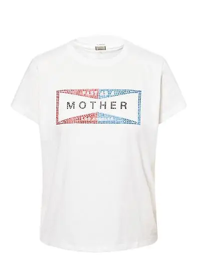 MOTHER Boxy Embellished Cotton T-shirt - Fluff Fast As Mother