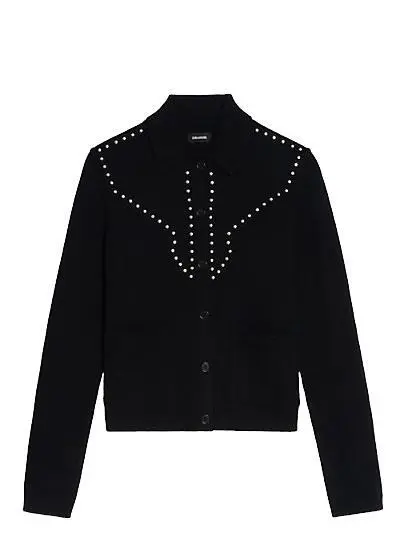 Zadig&Voltaire Stud-embellished Wool And Cashmere Cardigan - Black
