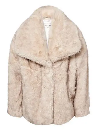 PRETTY LAVISH Agatha Relaxed-fit Faux-fur Coat - Beige Marl