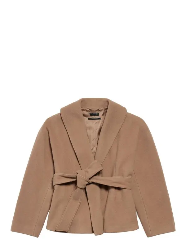 Balenciaga Short Wrap Coat - Brown
