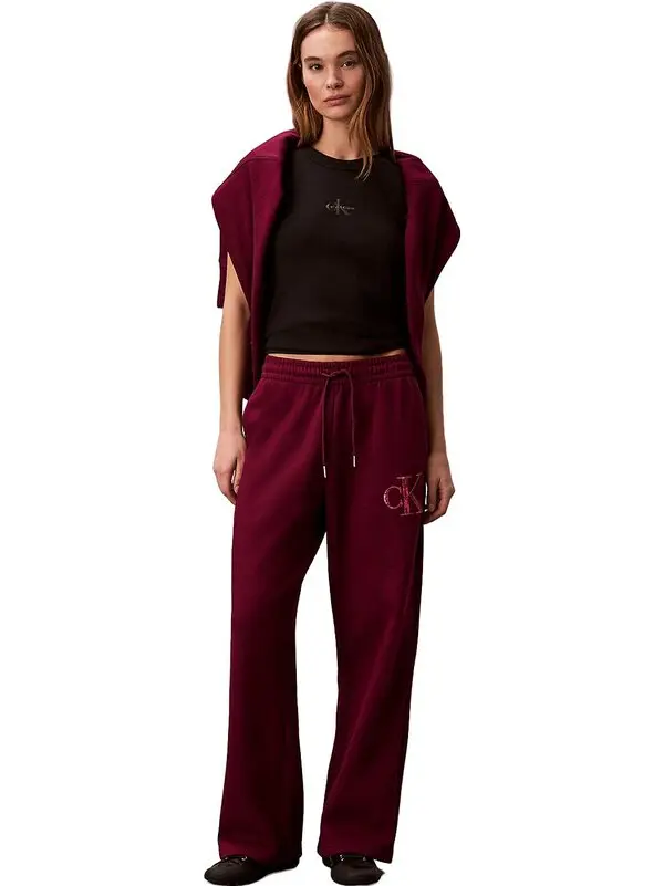 Calvin Klein Fleece Sequin Monogram Sweatpants - Berry Glaze