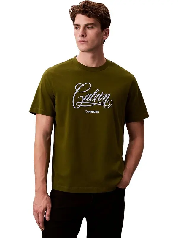Calvin Klein Script Logo Graphic Classic T-shirt - Medieval Forest