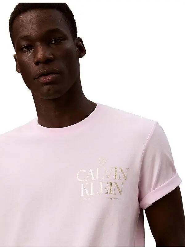 Calvin Klein Roses Logo Graphic Relaxed T-shirt - Pearly Pink