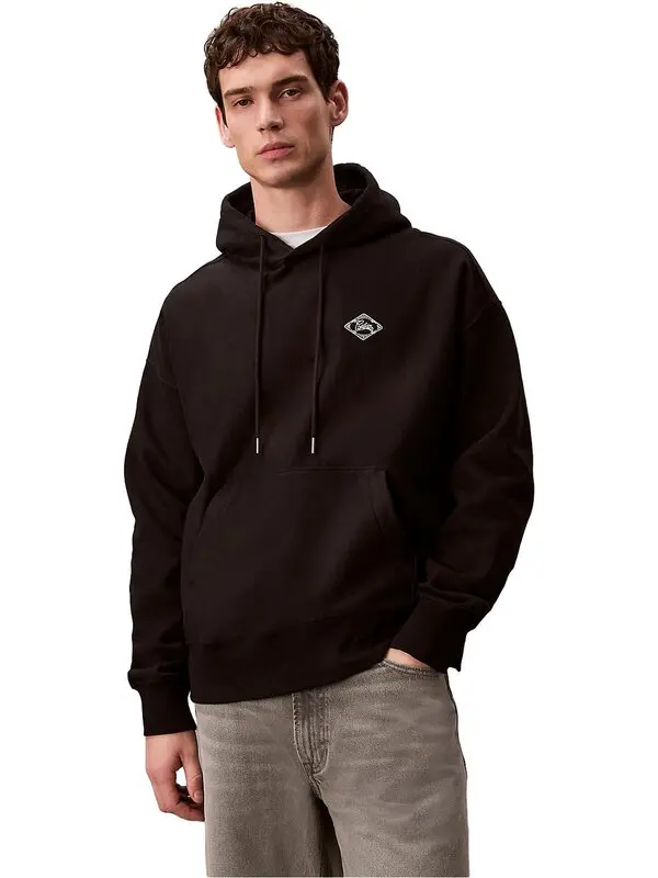 Calvin Klein Premium Fleece Logo Graphic Hoodie - Black