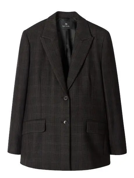 Paul Smith Flecked Check Notched Lapel Blazer - Black
