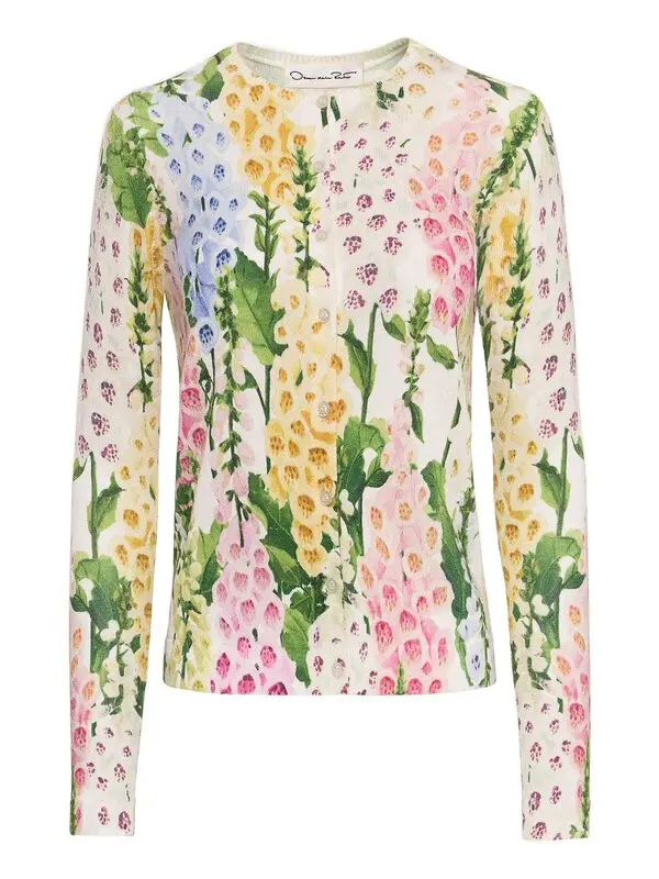 Oscar De La Renta Foxglove Printed Cardigan - Multi
