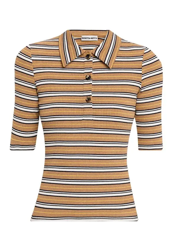 Rosetta Getty Stripe Cotton Rib Short-sleeve Polo Shirt - Multi