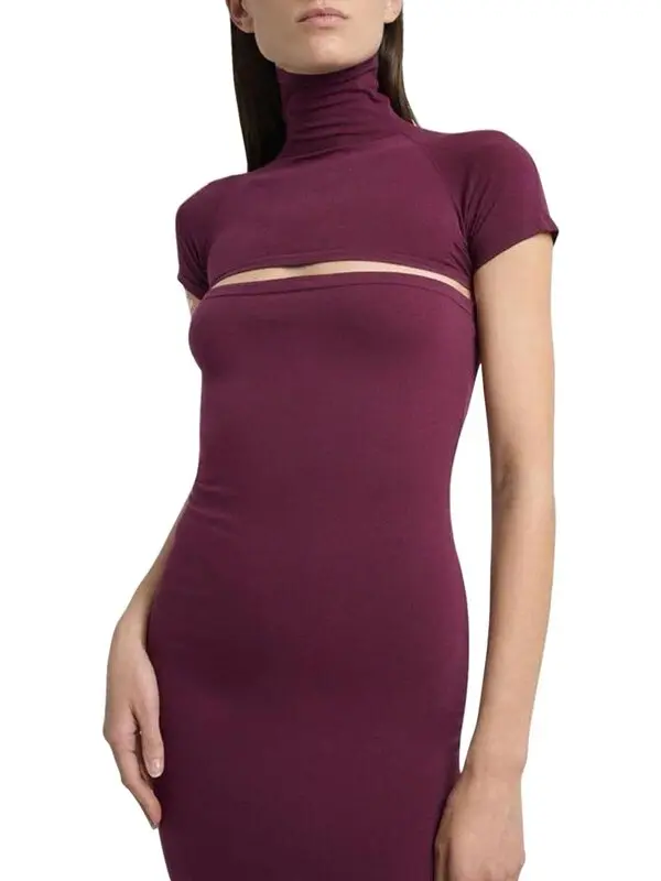 Alaïa Second-skin Knit Cutout Midi Dress - Burgundy