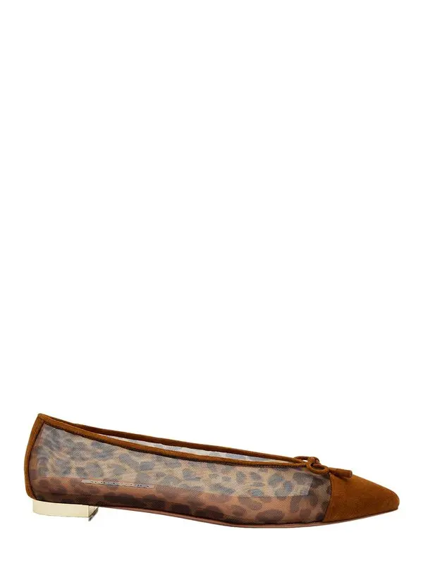 AQUAZZURA Gioia Leopard Ballet Flats - Natural Cognac