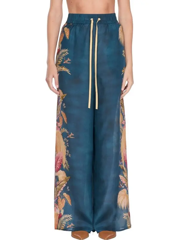 Zimmermann Printed Wide Leg Pants - Blue