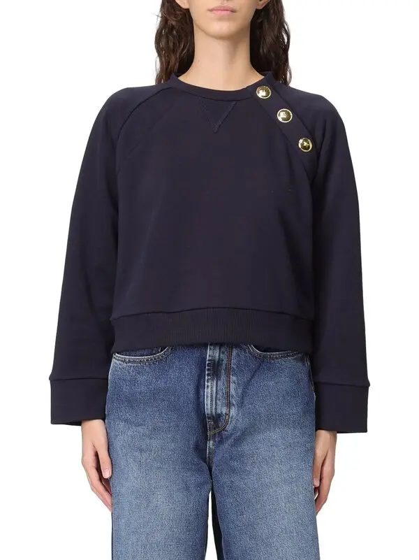 Pinko Button Detailed Sweatshirt - Blue
