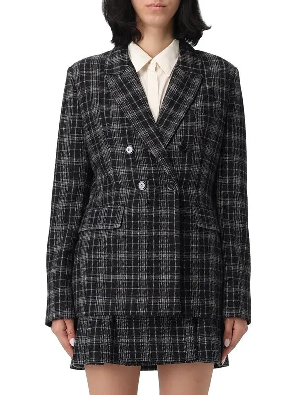 Pinko Plaid Double-breasted Jacket - Black
