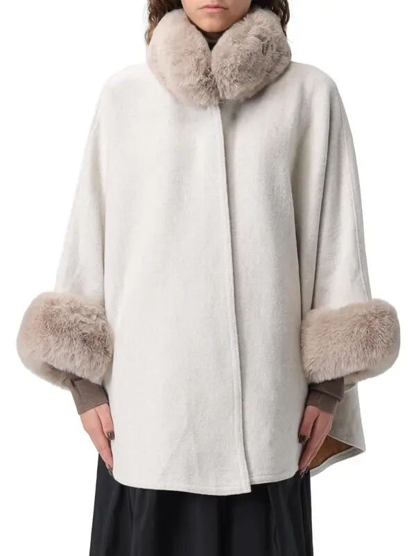 TWINSET Fur Trim Cape - Ice