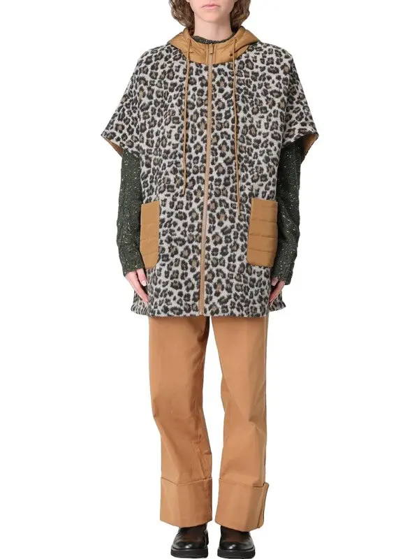 TWINSET Animal Print Cape - Yellow Cream