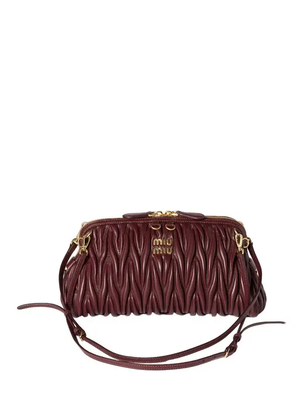 Miu Miu Matelassé Nappa Leather Clutch - Burgundy
