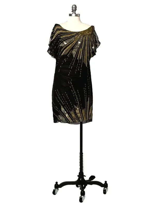 TROVE Dvf Bambara Beaded Dress - Black/ Gold