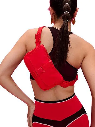 Pink Nylon Convertible Sling Bag - Red