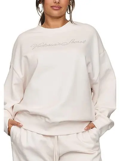 Victoria's Secret Angel Essentials Fleece Crewneck Sweatshirt - White,ivory