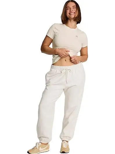 Victoria's Secret Angel Essentials Iconic Fleece Relaxed Jogger Sweatpant - Beige