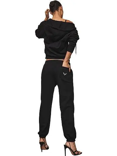 Victoria's Secret Angel Essentials Iconic Fleece Relaxed Jogger Sweatpant - Black