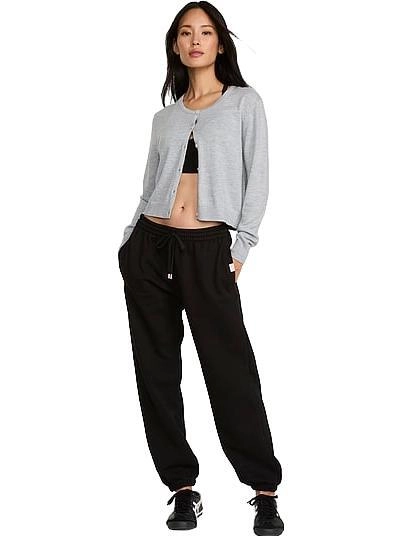 Victoria's Secret Angel Essentials Iconic Fleece Relaxed Jogger Sweatpant - Black