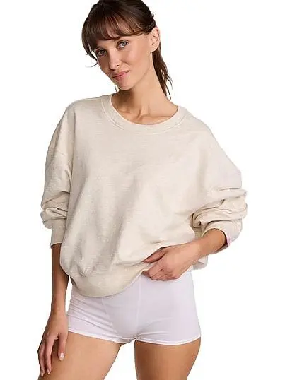 Victoria's Secret Angel Essentials Obsessed Terry Crop Crewneck Sweatshirt - Beige