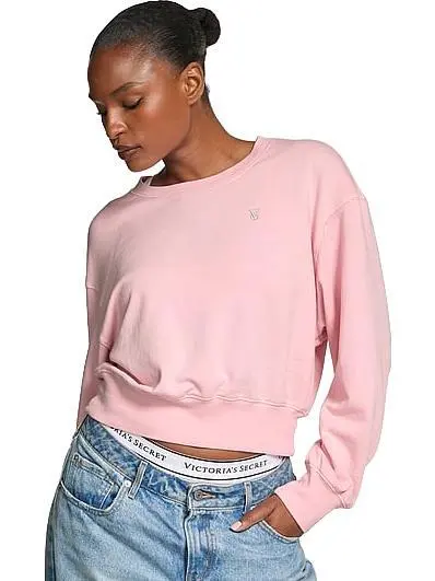 Victoria's Secret Angel Essentials Obsessed Terry Crop Crewneck Sweatshirt - Pink