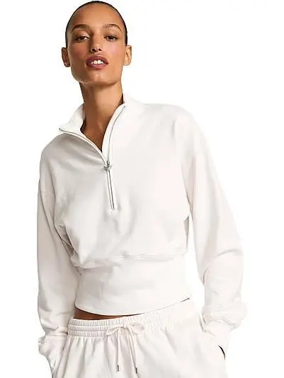 Victoria's Secret Angel Essentials Terry Half-zip Sweatshirt - White,ivory
