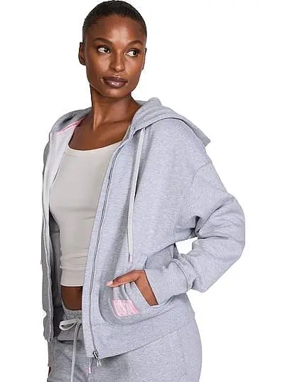Victoria's Secret Angel Essentials Iconic Fleece Full-zip Hoodie - Grey