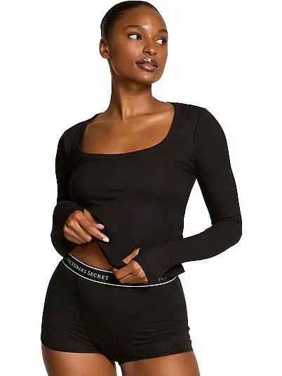 Victoria's Secret Vs Iconic Rib Long-sleeve Tee - Black