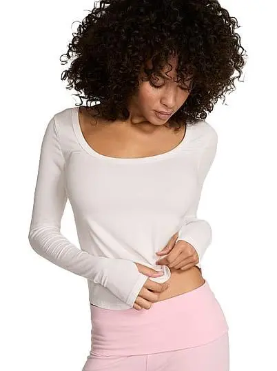 Victoria's Secret Vs Iconic Rib Long-sleeve Tee - White,ivory