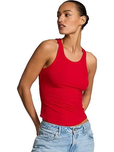 Victoria's Secret Vs Iconic Rib Racerback Tank Top - Red