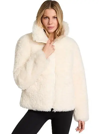 Victoria's Secret Vsx Cozy Faux Shearling Jacket - Beige