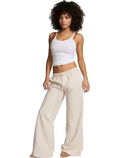 Victoria's Secret Angel Essentials Effortless Fleece Wide-leg Sweatpants - Beige