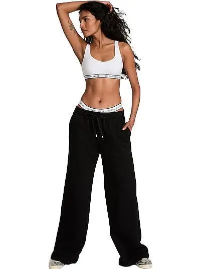 Victoria's Secret Angel Essentials Effortless Fleece Wide-leg Sweatpants - Black
