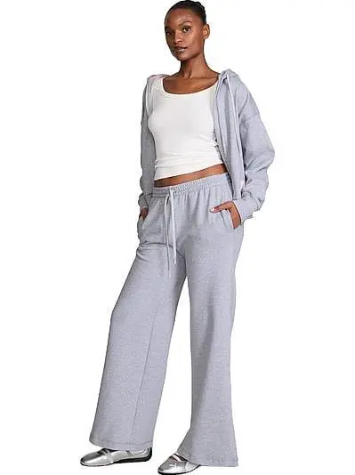 Victoria's Secret Angel Essentials Iconic Fleece Wide-leg Sweatpants - Grey