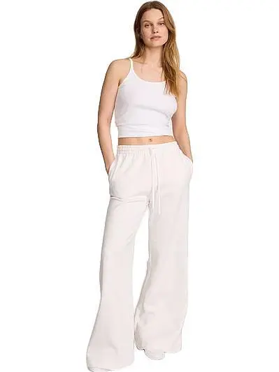 Victoria's Secret Angel Essentials Effortless Fleece Wide-leg Sweatpants - White,ivory